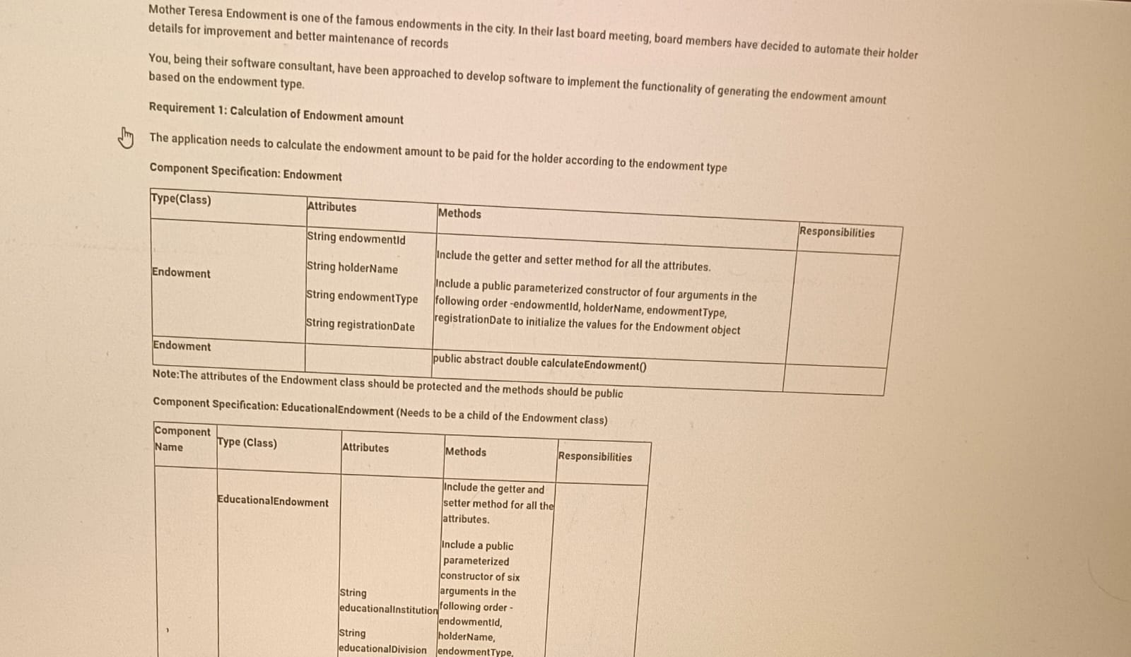 Solved Mother Teresa Endowment is one of the famous | Chegg.com