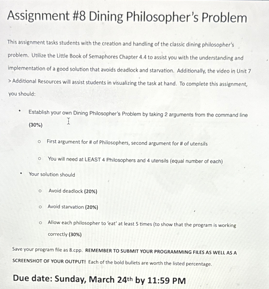 Solved Assignment #8 Dining Philosopher's ProblemThis | Chegg.com Solved Assignment #8 Dining Philosopher's ProblemThis | Chegg.com