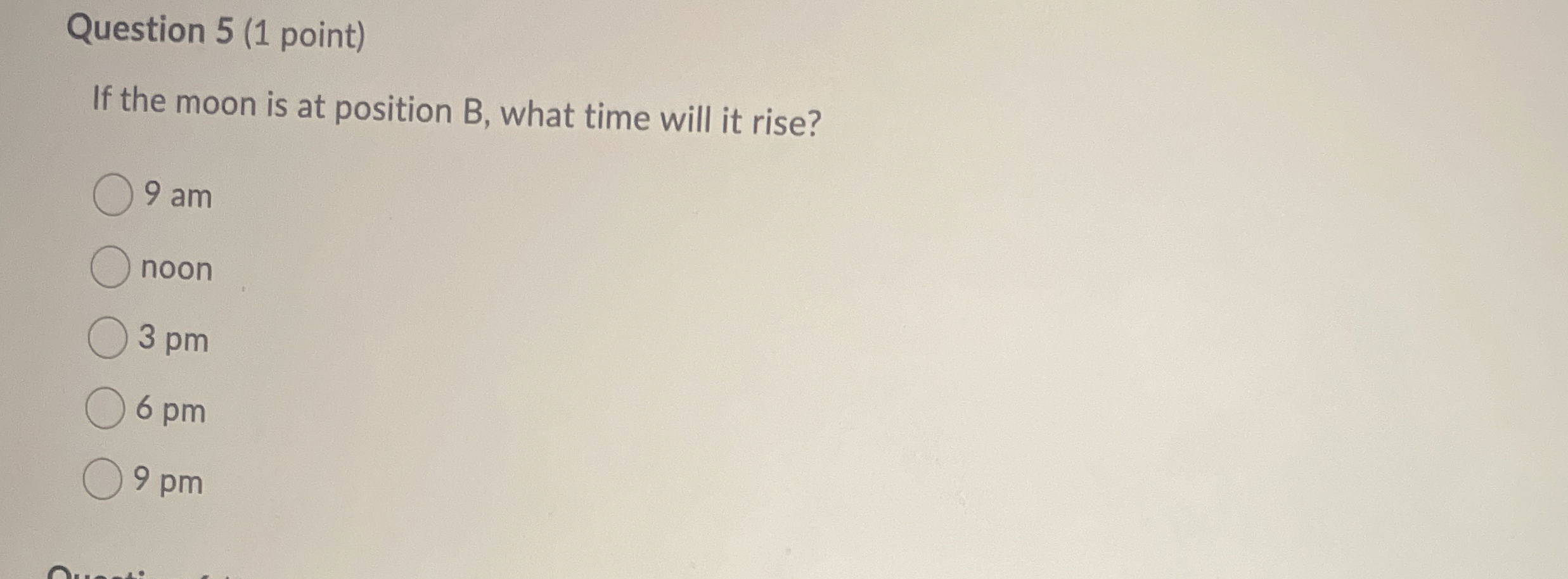 Solved Question 5 (1 ﻿point)If the moon is at position B, | Chegg.com
