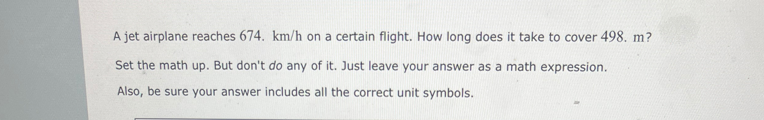 Solved A jet airplane reaches 674.kmh ﻿on a certain flight. | Chegg.com