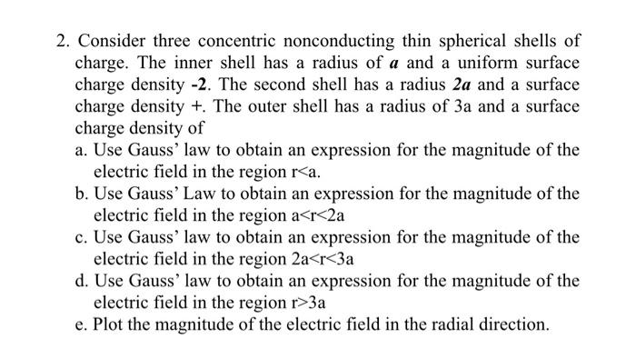 Solved 2. Consider three concentric nonconducting thin | Chegg.com