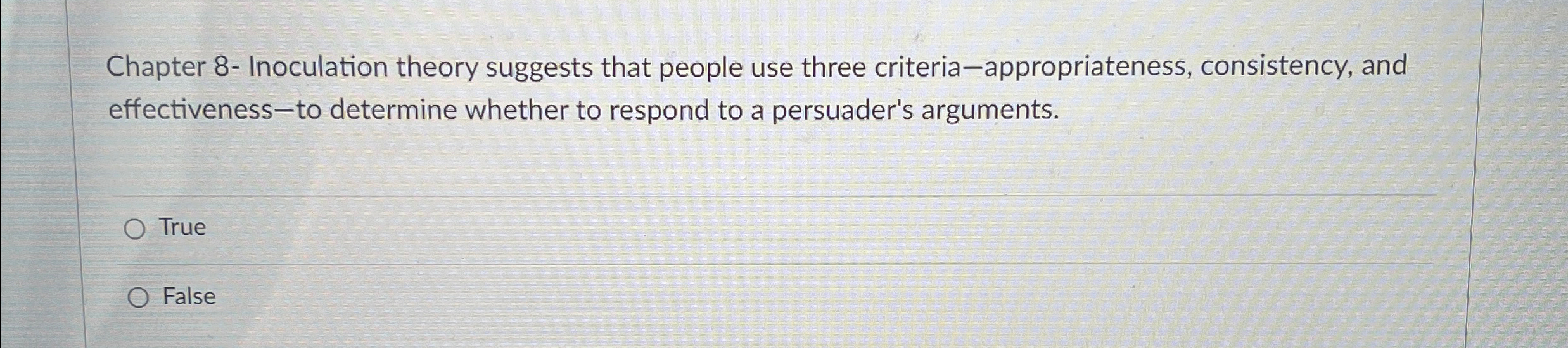Solved Chapter 8- ﻿Inoculation theory suggests that people | Chegg.com