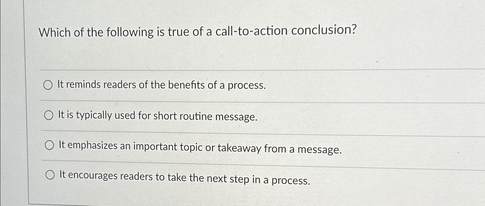 Solved Which of the following is true of a call-to-action | Chegg.com