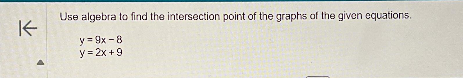 Solved Use algebra to find the intersection point of the | Chegg.com