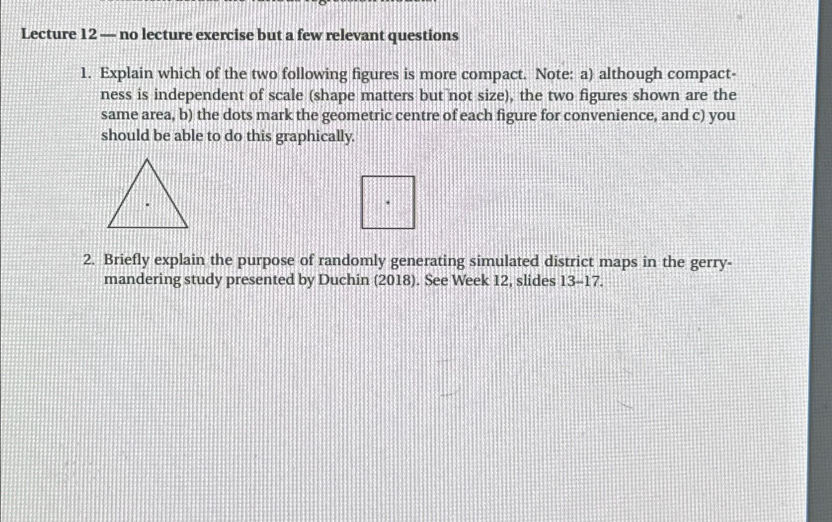 Solved Lecture 12 - ﻿no lecture exercise but a few relevant | Chegg.com