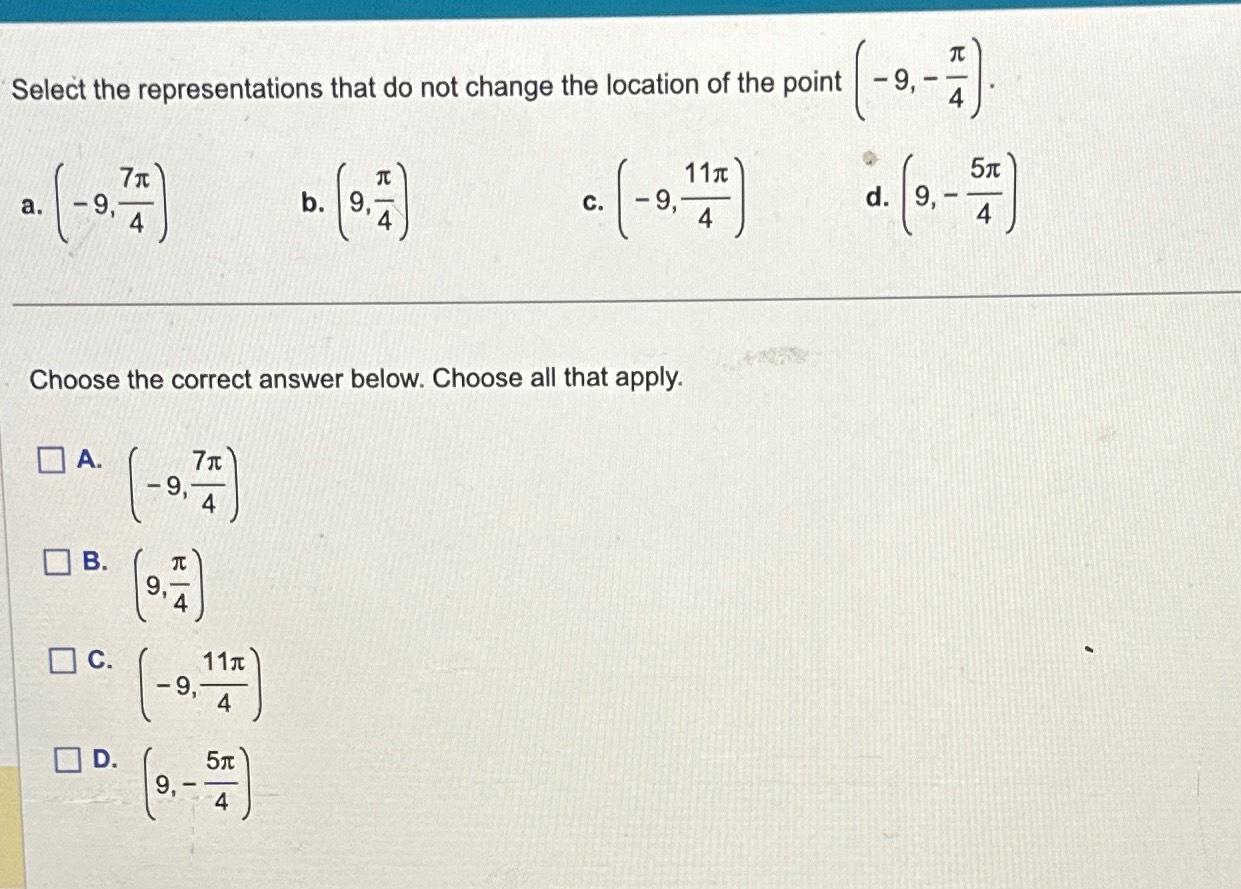 Solved Select the representations that do not change the | Chegg.com