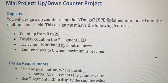 Mini Project: Up/Down Counter Project . . Objective | Chegg.com