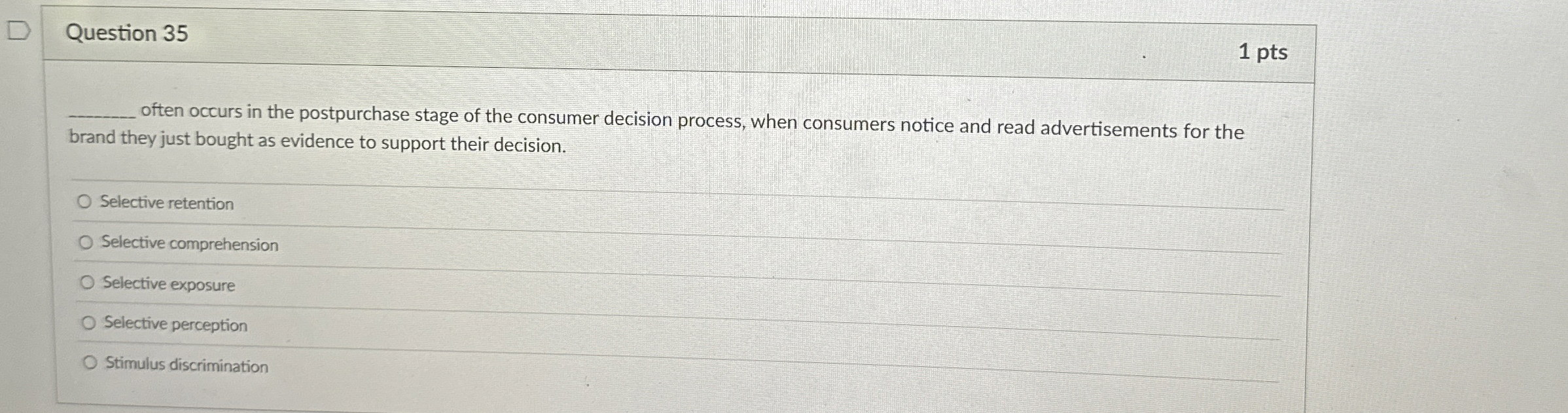 Solved Question 351 ﻿ptsq,often occurs in the postpurchase | Chegg.com