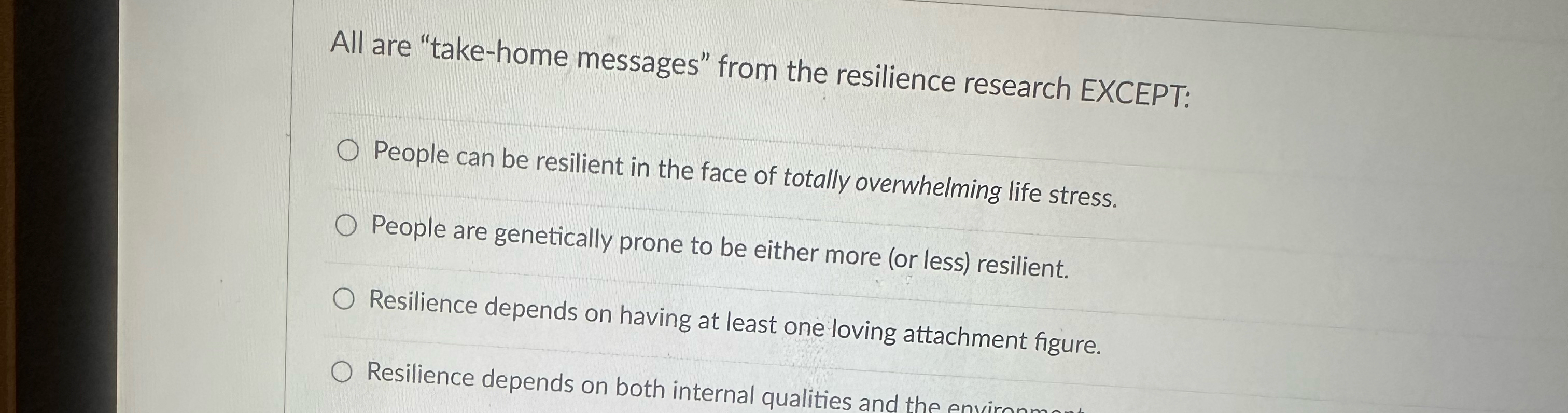 Solved All are "take-home messages" from the resilience | Chegg.com