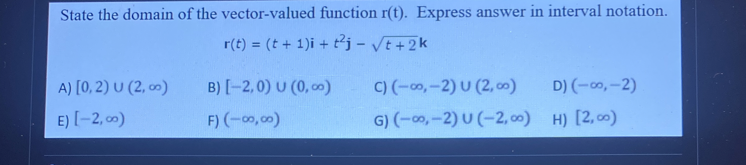 Solved State the domain of the vector-valued function r(t). | Chegg.com
