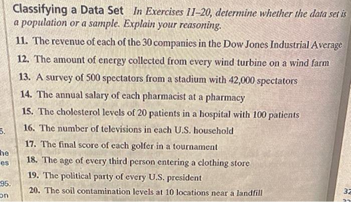 [Solved]: Classifying a Data Set In Exercises ( 1 I-20 ),