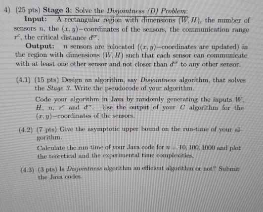 4) (25 pts) Stage 3: Solve the Disjointness (D) | Chegg.com