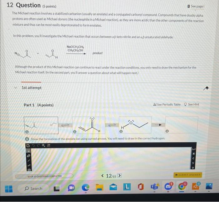 Solved 2 Question (5 points) Q Seepagei The Michael reaction | Chegg.com
