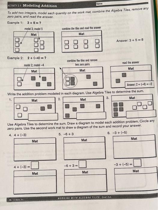 Solved ACTViry 2.1 Modeling Addition To add two integers, | Chegg.com
