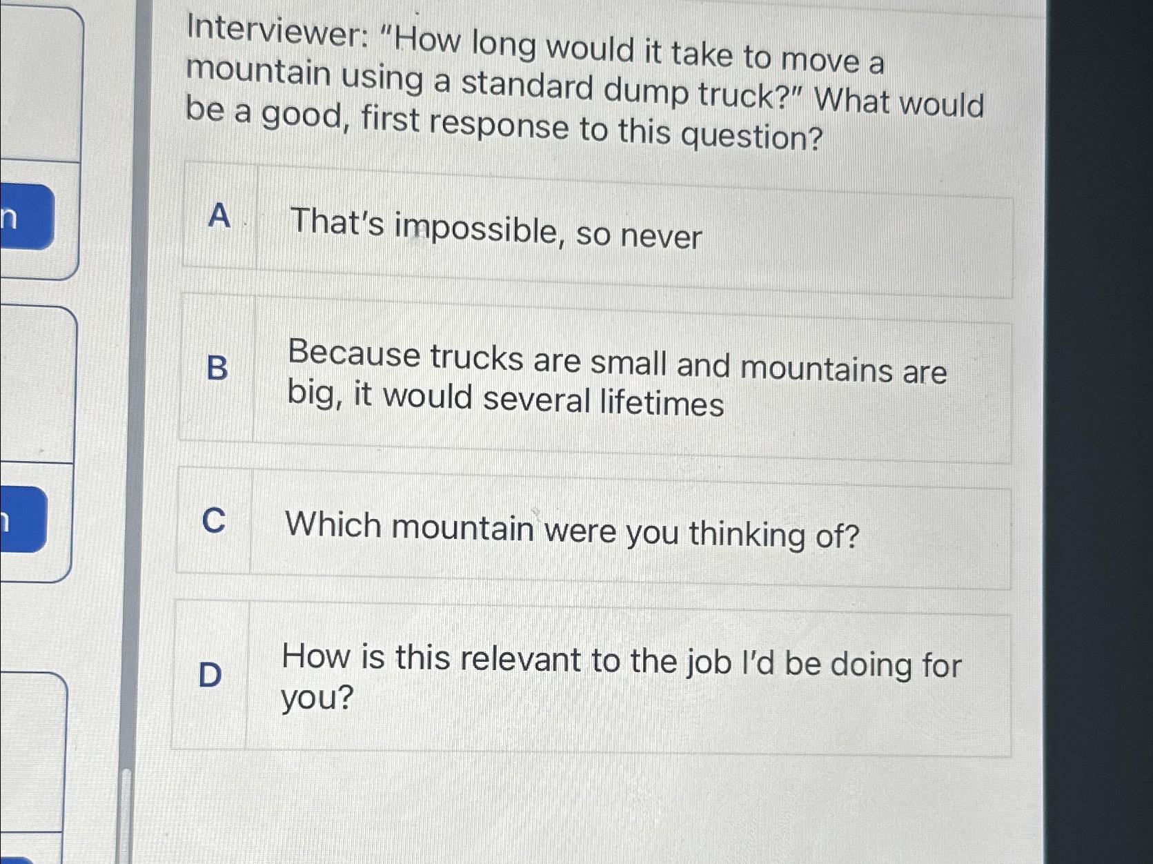 Solved Interviewer: "How long would it take to move a | Chegg.com
