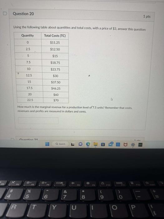 Solved Using the following table about quantities and total | Chegg.com