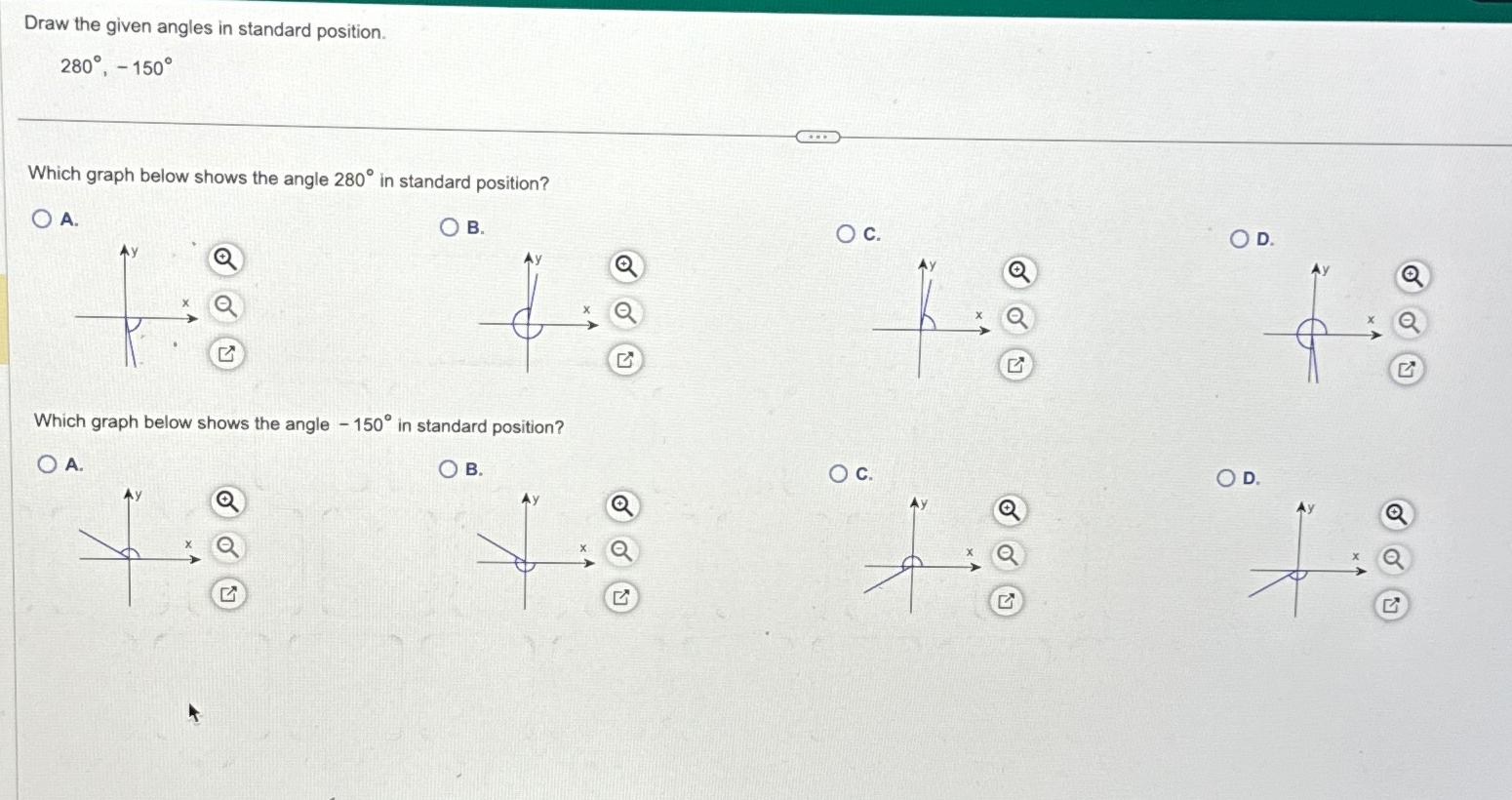 Solved Draw the given angles in standard | Chegg.com