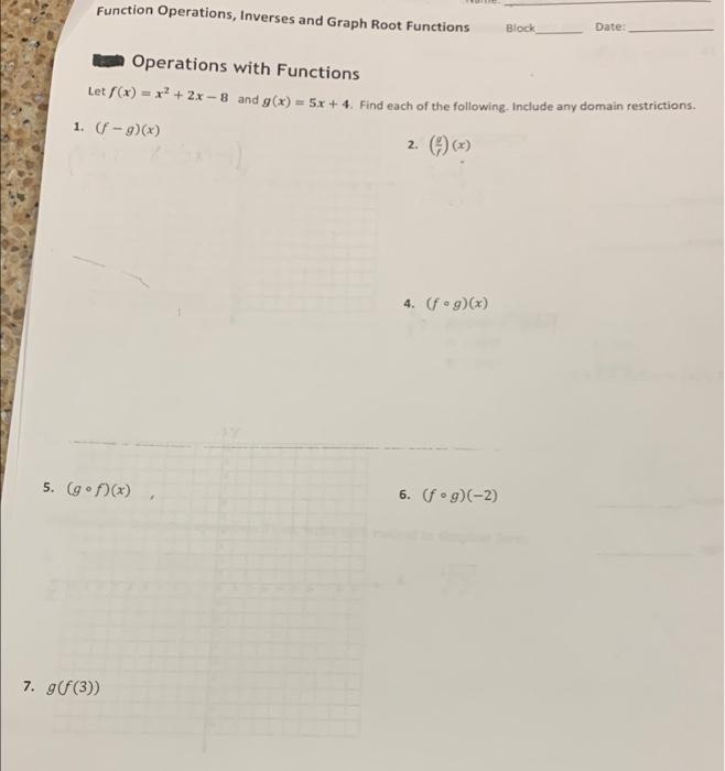 Solved Function Operations, Inverses and Graph Root | Chegg.com