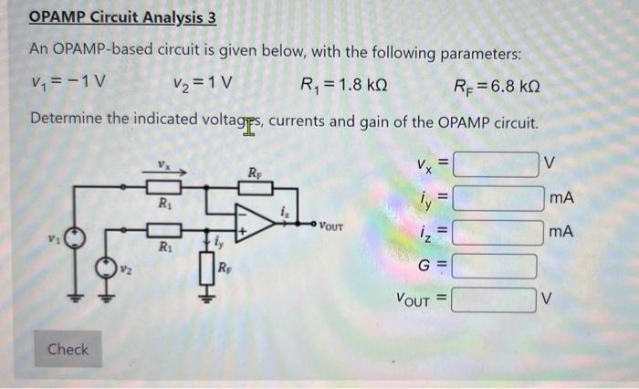Solved An OPAMP-based circuit is given below, with the | Chegg.com