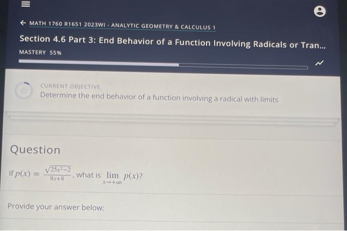 Solved CURRENT OBJECTIVE Determine the end behavior of a | Chegg.com