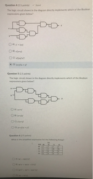 Solved Question 4 (2.5 points) Saved The logic circuit shown | Chegg.com