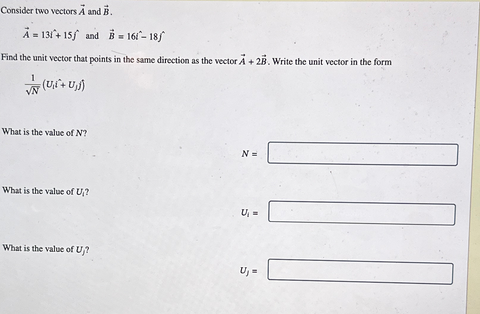 Solved Consider two vectors vec(A) ﻿and | Chegg.com