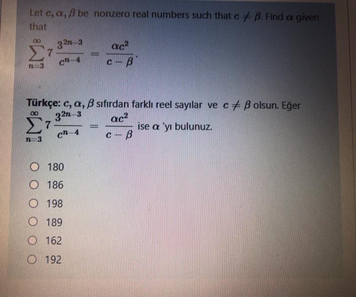 Solved Letc A ß Be Nonzero Real Numbers Such That C B