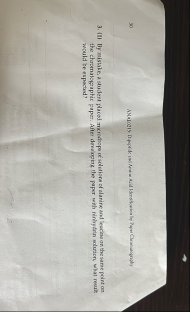 Solved 30ANAL0215: Dipeptide and Amino Acid Identification | Chegg.com