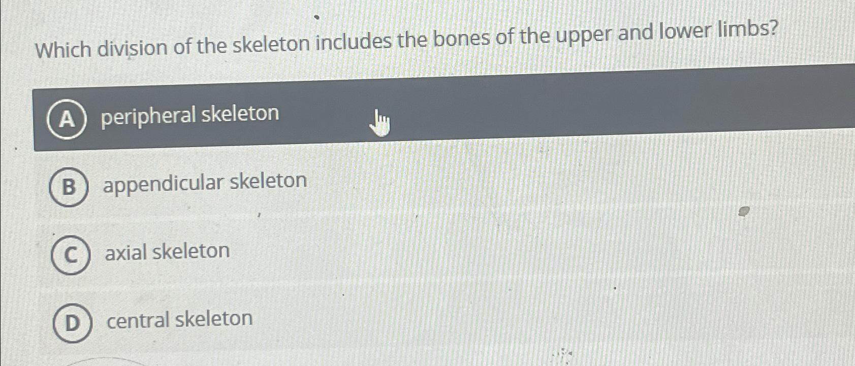 Solved Which division of the skeleton includes the bones of | Chegg.com