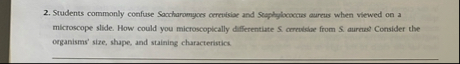 Solved Students commonly confuse Saccharomyces aerevisiae | Chegg.com