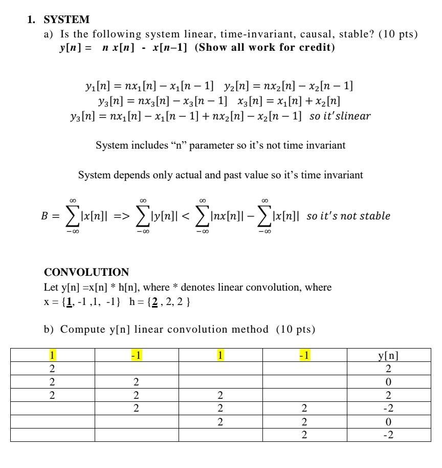 Solved System A Is The Following System Linear 