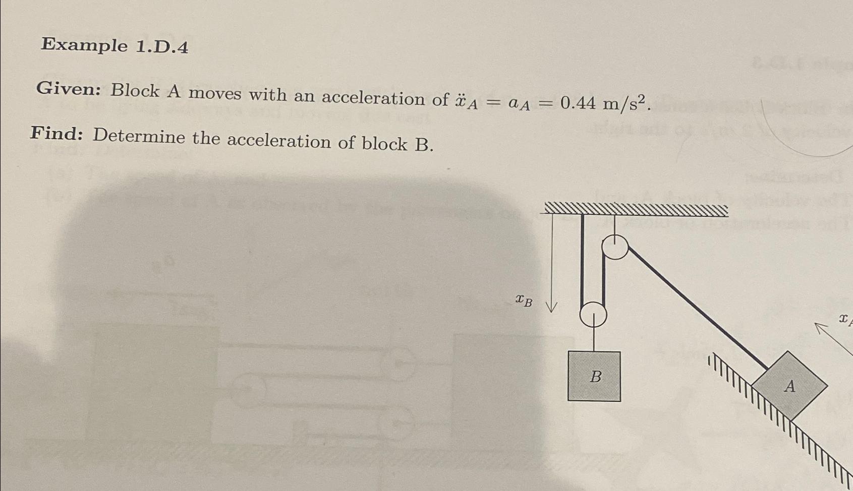 Solved Example 1.D. 4Given: Block A moves with an | Chegg.com