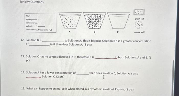 Tonicity Questions 12. Solution B is to Solution A. | Chegg.com