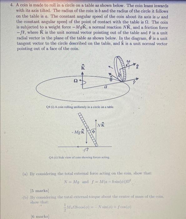 Solved 4. A coin is made to roll in a circle on a table as | Chegg.com