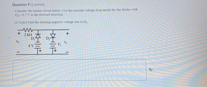 Solved Question 9 (2 points) Consider the limiter circuit | Chegg.com