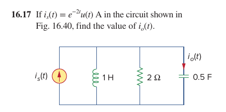 Solved 16.17 ﻿If is(t)=e-2tu(t)A ﻿in the circuit shown | Chegg.com