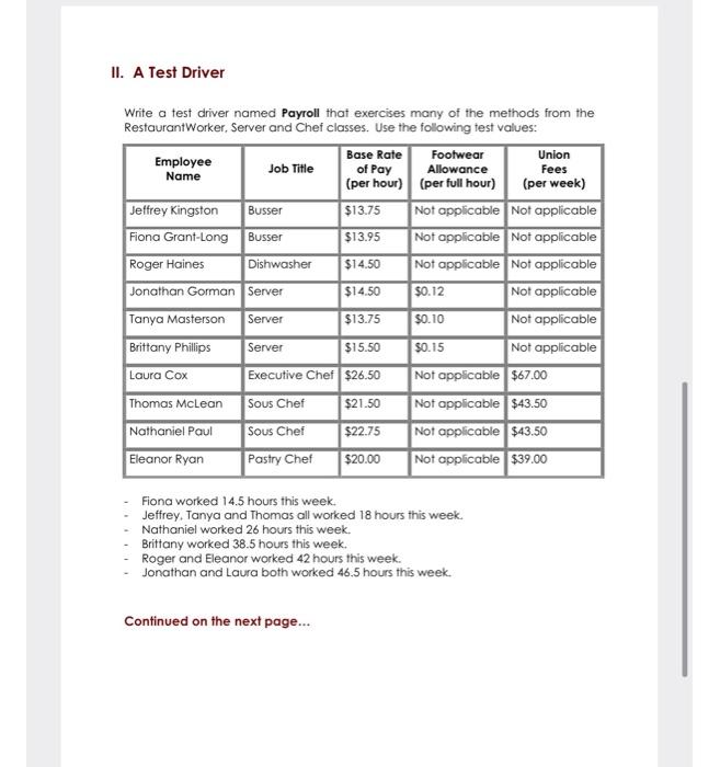 Solved I. Basic Inheritance: Write a class named | Chegg.com