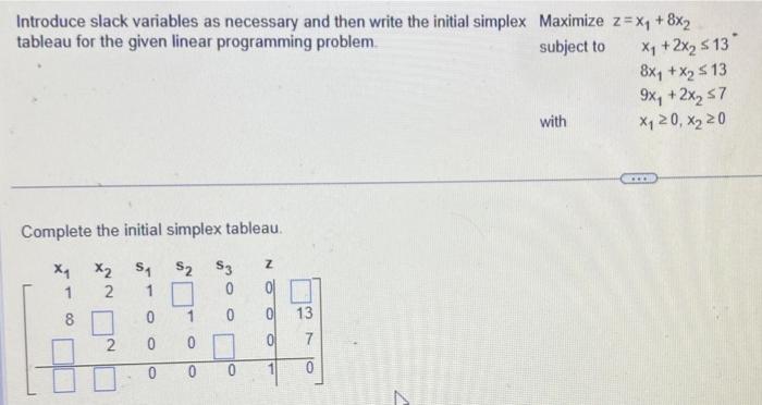 Solved Introduce slack variables as necessary and then write | Chegg.com