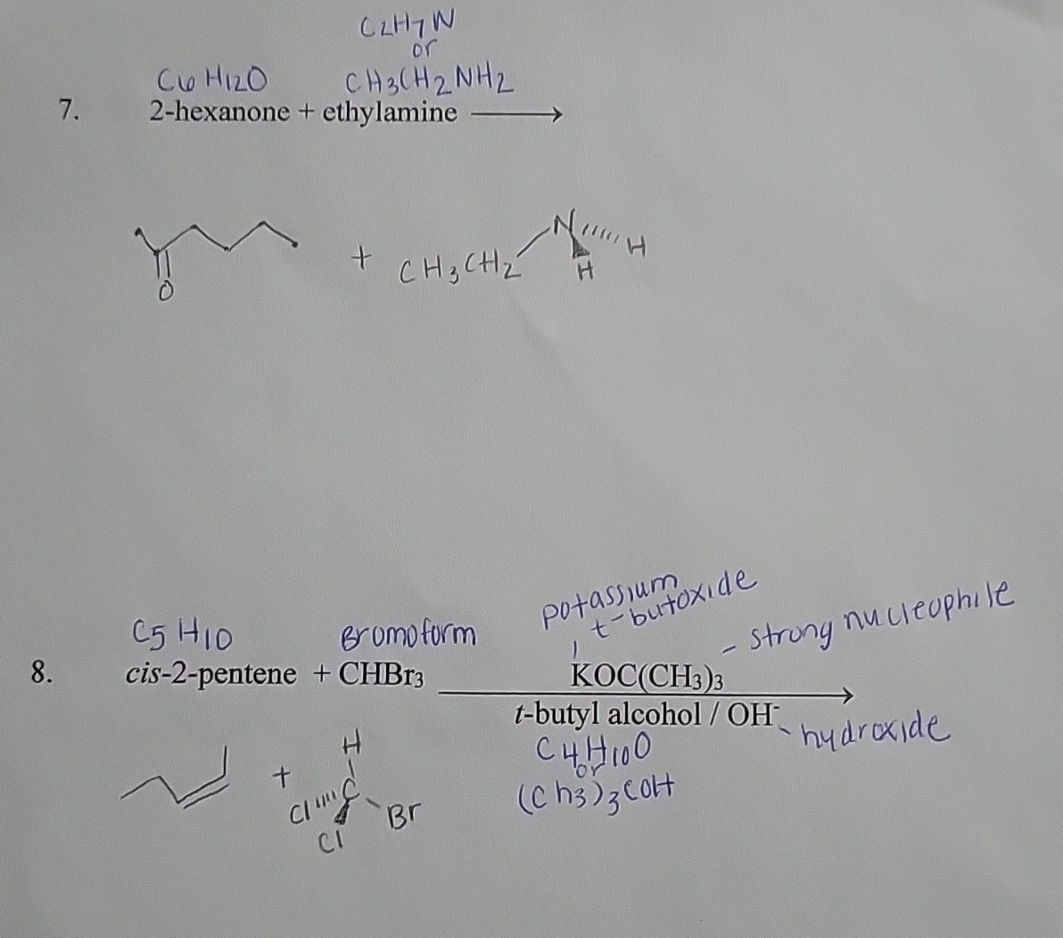 Solved by an EXPERT C2H7NCH3CH2NH27. 2-hexanone + ﻿ethylamine | Chegg.com