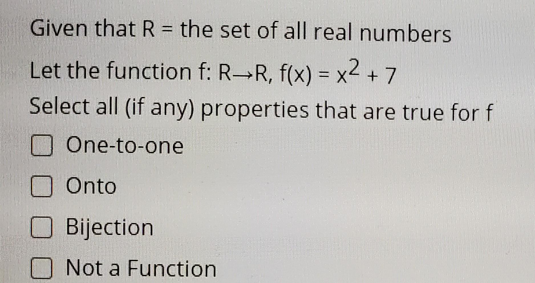 Solved Given that R = the set of all real numbers Let the | Chegg.com