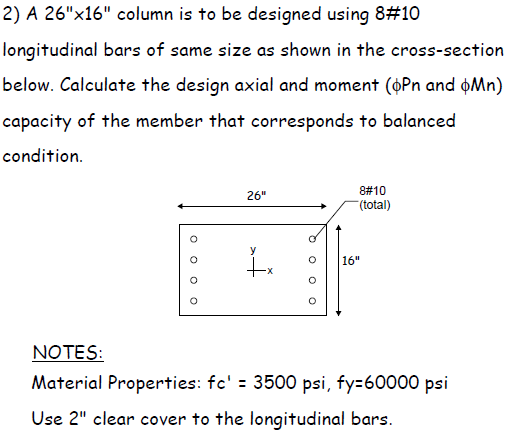 Solved A 26 " ×16 " ﻿column is to be designed using | Chegg.com