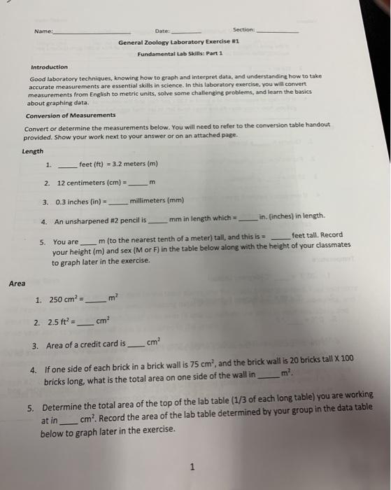 Solved Name Date: Section General Zoology Laboratory | Chegg.com