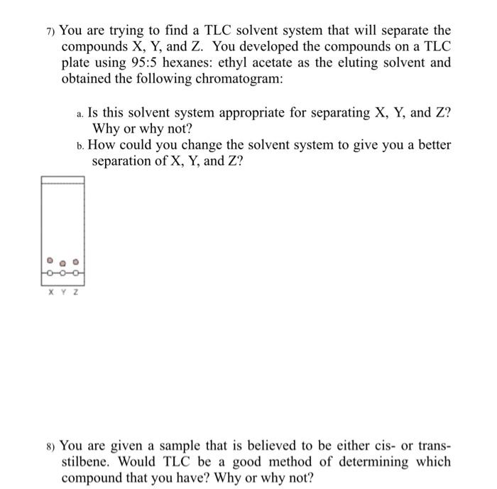 Solved 1) For TLC, you need to use a transfer solvent | Chegg.com