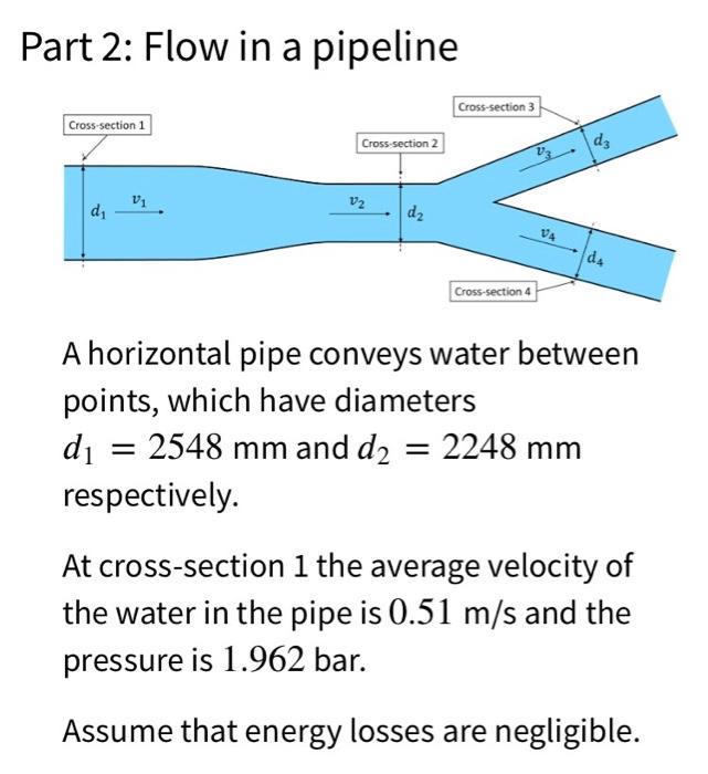 Solved Part 2: Flow in a pipeline Cross-section 3 | Chegg.com