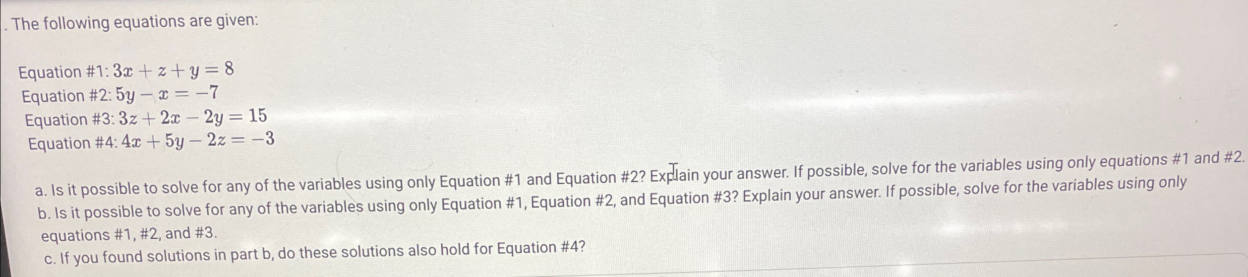 Solved The following equations are given: ﻿Equation ??#1: | Chegg.com