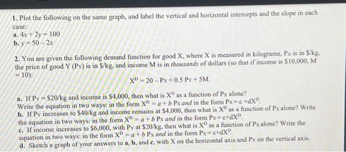 Solved 1. Plot the following on the same graph, and label | Chegg.com