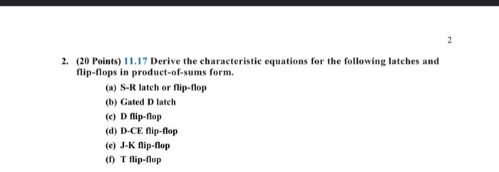Solved 2. (20 Points) 11.17 Derive the characteristic | Chegg.com