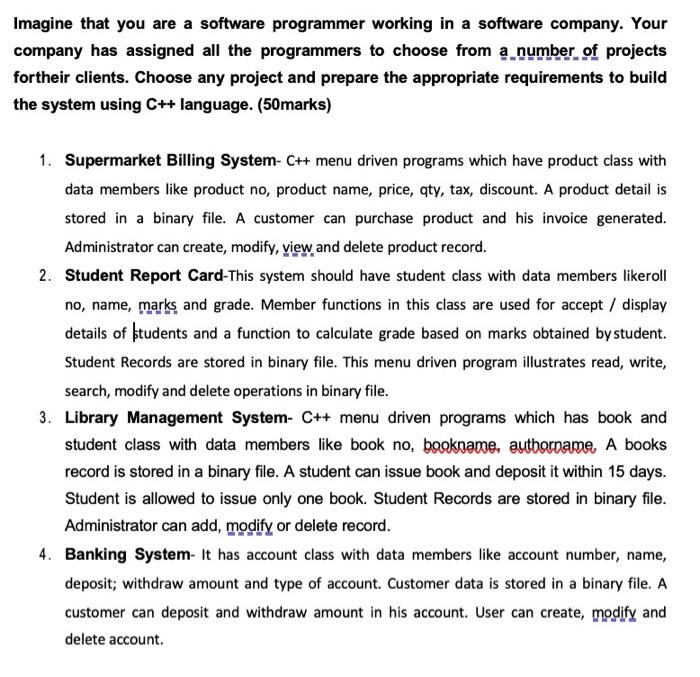 Solved Imagine that you are a software programmer working in | Chegg.com