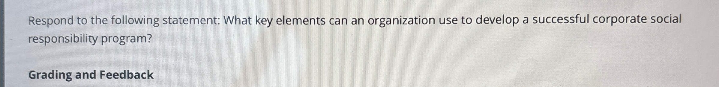 Solved Respond to the following statement: What key elements | Chegg.com
