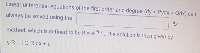 Solved Linear differential equations of the first order and | Chegg.com